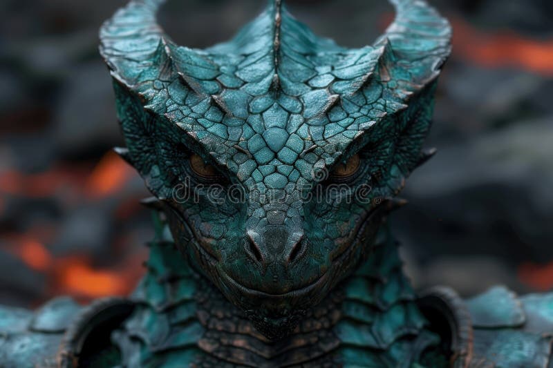 Detailed Close-up of a Fierce-looking Fantasy Dragon Stock Illustration ...