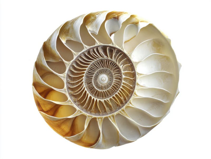 Detailed Close Up of a Fossilized Ammonite Shell Stock Illustration ...