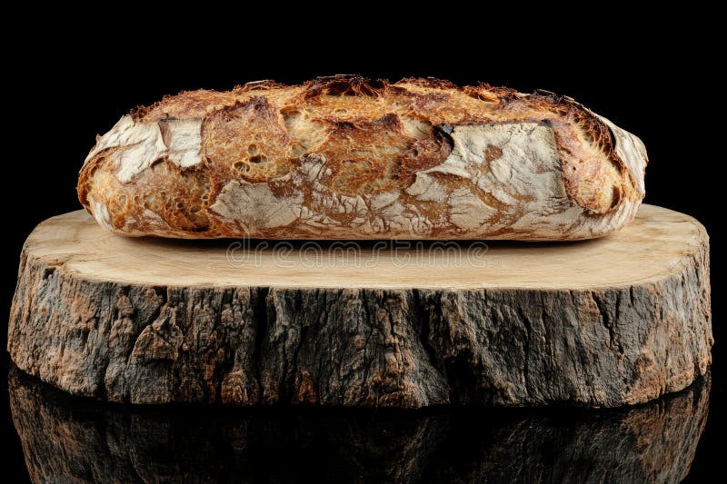 Detailed Close Up Fresh Loaf Bread Resting Rustic Wooden Board Stock ...