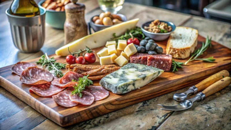 A Detailed Close-Up of a Gourmet Kitchen Counter Setup Stock Image ...