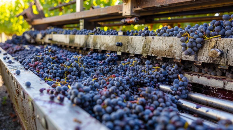 Detailed Close Up of Grape Crushing Process in a Press Machine for ...