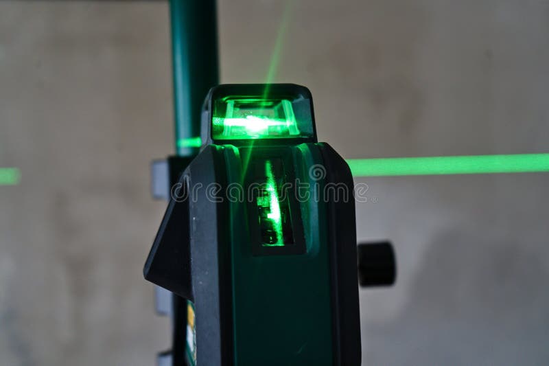 Close-up of Green Laser Level Tool Projecting Alignment Lines Stock ...