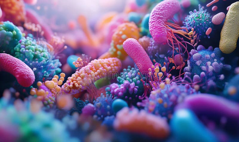 Detailed Close-up of Gut Microbiota. High-magnification View of ...
