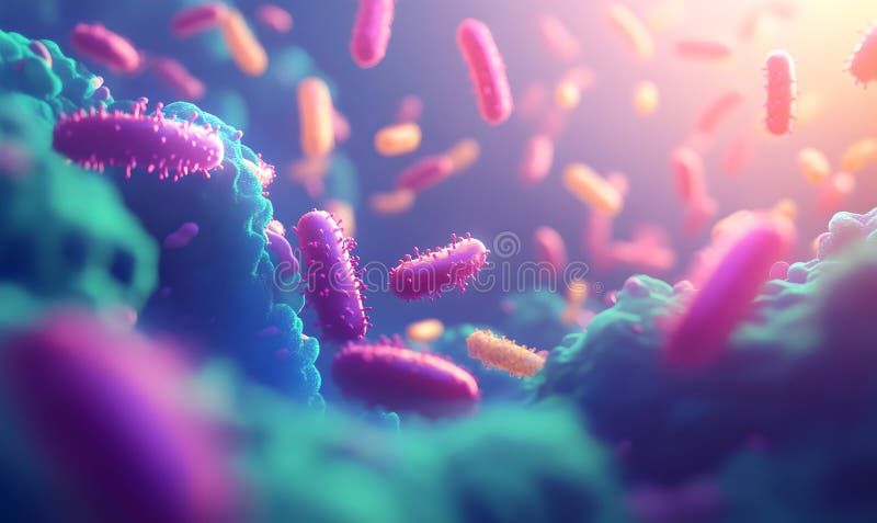 Detailed Close-up of Gut Microbiota. High-magnification View of ...