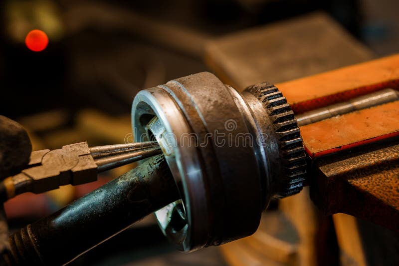 Detailed Close Up Heavy Duty Mechanical Tool Workshop Setting Stock ...