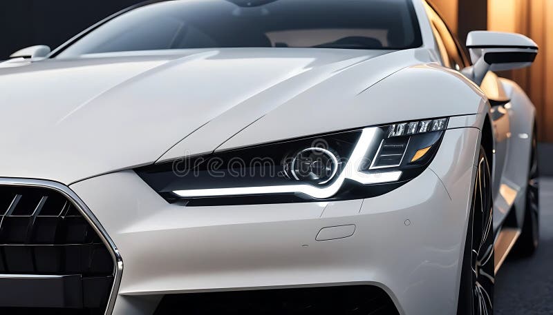 Detailed Close-Up of a High-Tech Luxury Car Headlight Stock ...