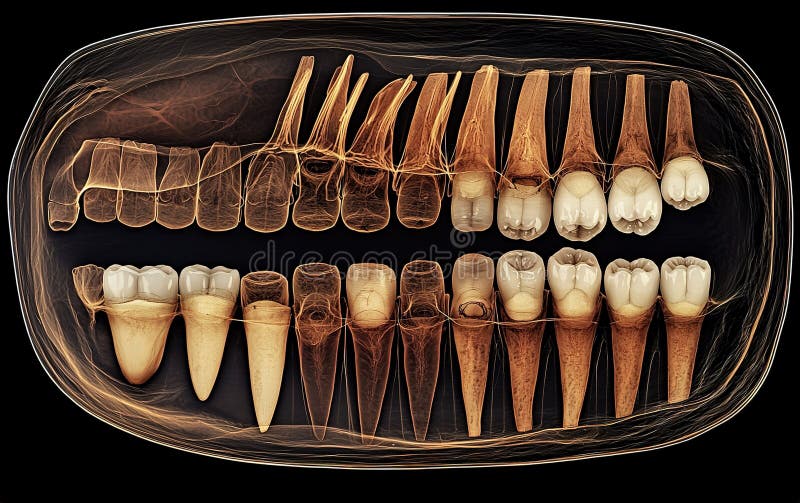 Detailed Close-up of Human Teeth in Various Stages, Showcasing Their ...