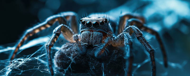 Close-up Shot of a Spider Wrapping Its Prey in a Web with Intricate ...