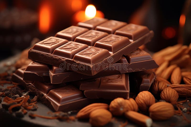 Detailed Close Up Image of Chocolate Bar with a Variety of Assorted ...