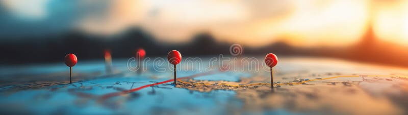 A Detailed Close Up Image of a Map Featuring Multiple Pins on it Stock ...