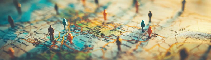 A Detailed Close Up Image of a Map Featuring Multiple Pins on it Stock ...