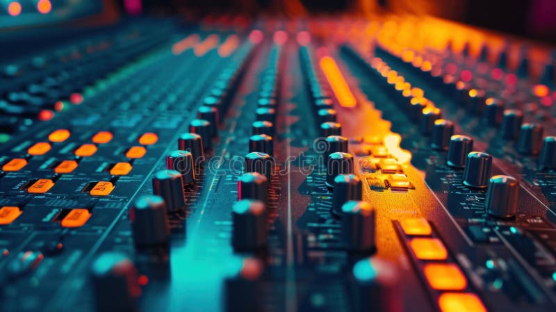 A Detailed Close Up View of a Sound Mixer Featuring Many Knobs and ...
