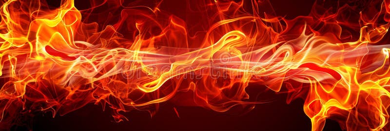 Detailed Close Up of Intense Flames and Smoke on Dark Background for ...