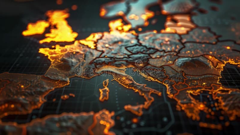 Detailed Close-up of an Interactive Map of Europe Displaying Countries ... Detailed Close-up of an Interactive Map of Europe Displaying Countries ...