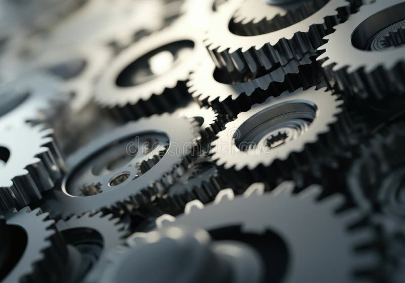 Close-up of Interlocking Metallic Gears Showcasing Intricate Design and ...