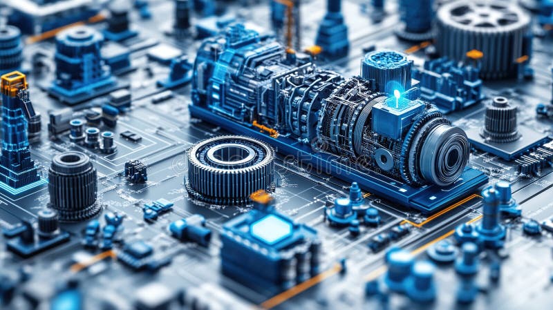 Detailed Close-up of Intricate Mechanical Components Stock Illustration ...