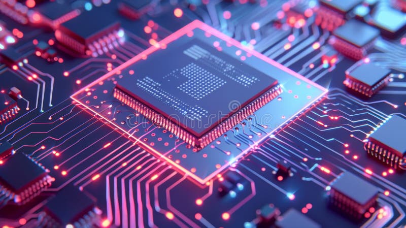 Detailed Close Up of Intricate Microchip Circuits with Soft, Ethereal ...