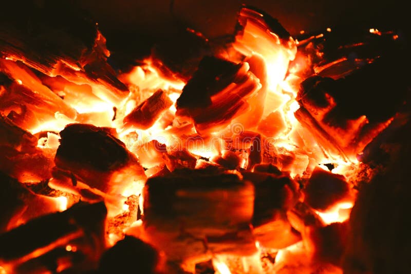 Detailed Close Up of Log Embers Burning in a Fire Stock Image - Image ...