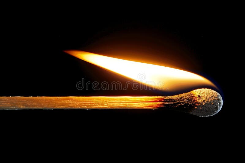 Detailed Close Up Macro Shot of a Matchstick Igniting in a Focused and ...