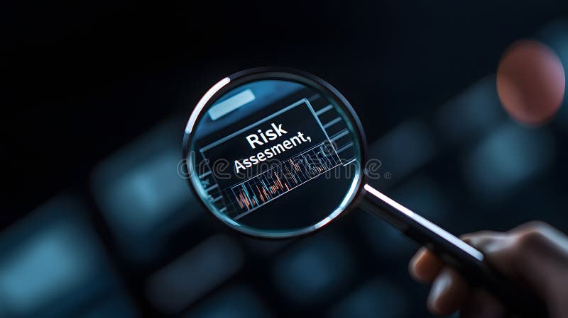 Detailed Close-up of a Magnifying Glass Focusing on a Risk Assessment ...