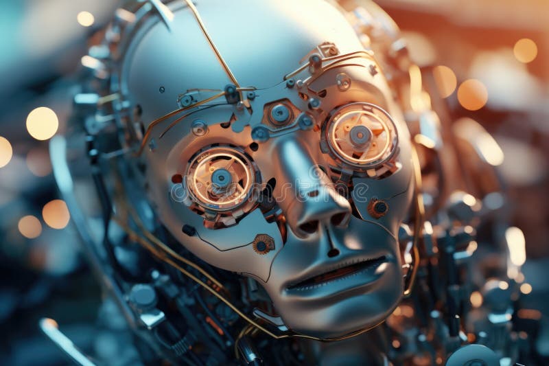 A Detailed Close-up of a Metal Robot S Face. Perfect for Technology and ...