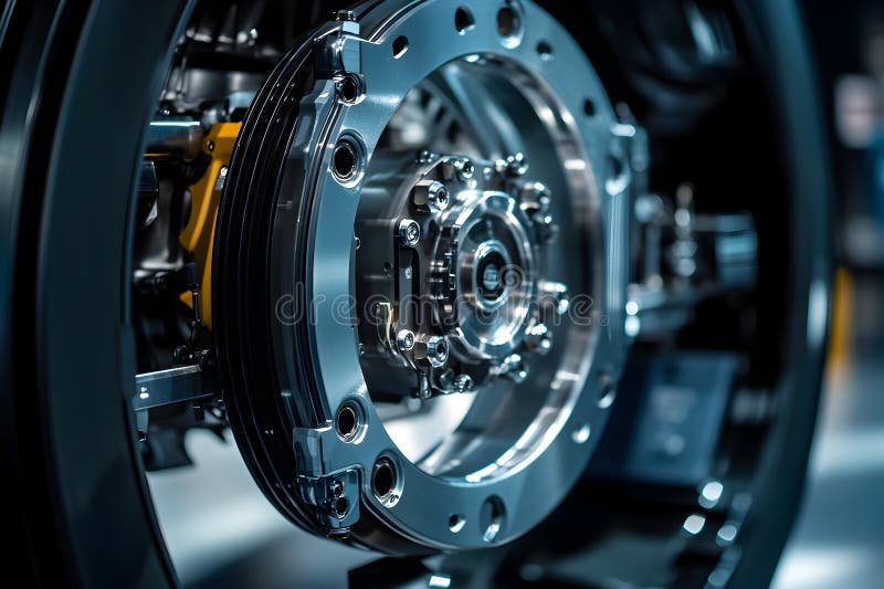 Detailed Close-up of a Metallic Automotive Brake Disc with Precision ...