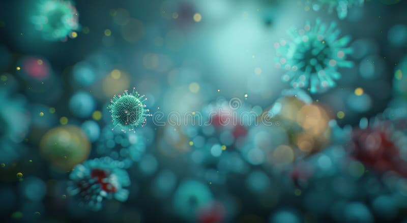 Detailed Close-Up of Microorganisms Under Soft Blue Lighting in a ...