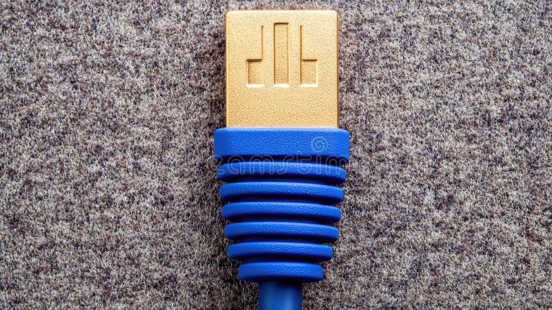 Detailed Close-up of a Modern Blue USB Connector Against a Textured ...