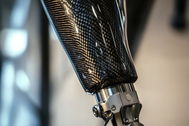 Detailed Close-up of a Modern Prosthetic Leg Captures the Metal and ...