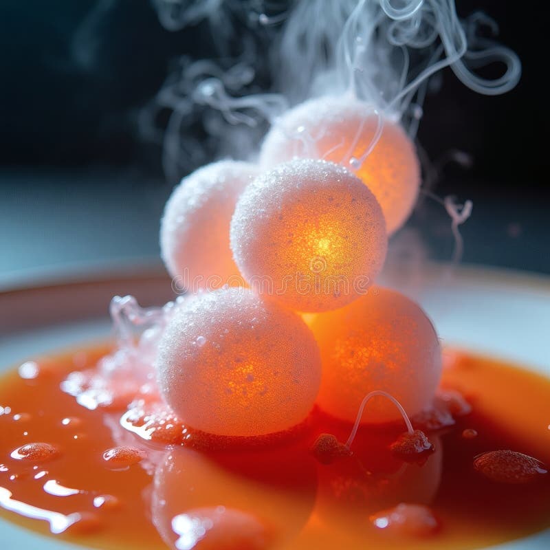 Molecular Gastronomy Food. Edible Balloon Made of Green Apple Filled ...