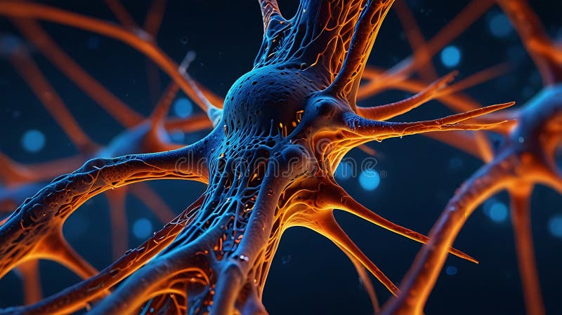 Detailed Close-up of a Neuron Network Stock Illustration - Illustration ...