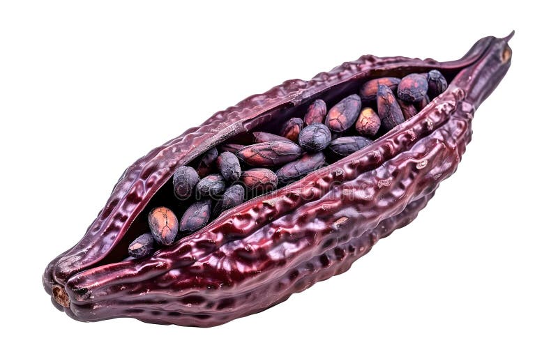Close-up of an Open Cacao Pod Revealing Cacao Beans. this Image is ...