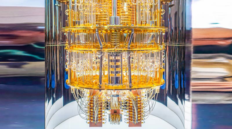 Close Up of a Quantum Computer Stock Image - Image of speed, gold ...