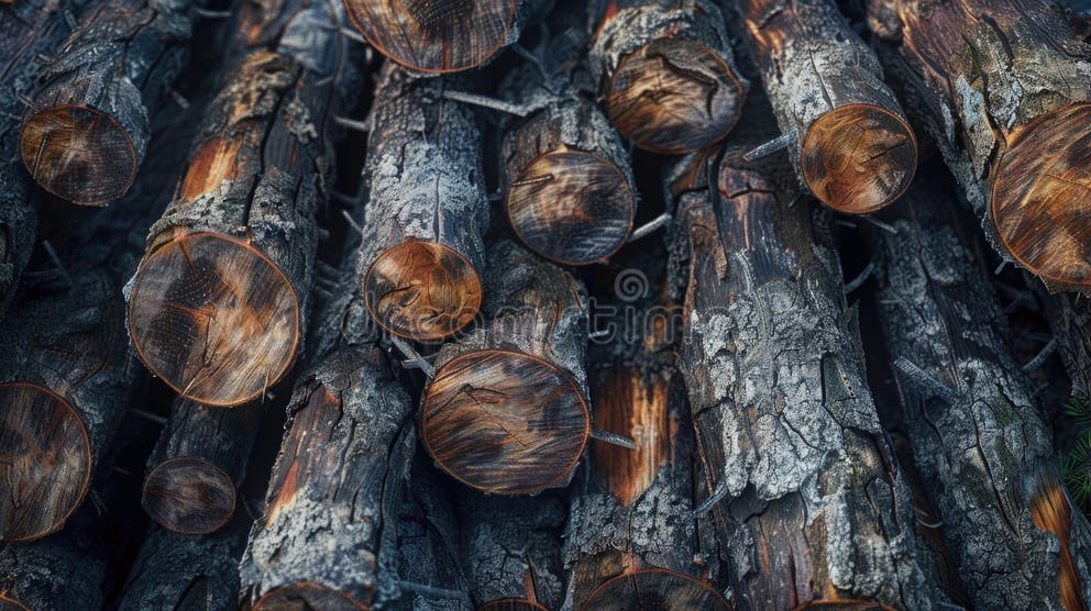 A Detailed Close Up of a Pile of Logs, Suitable for Various Design ...