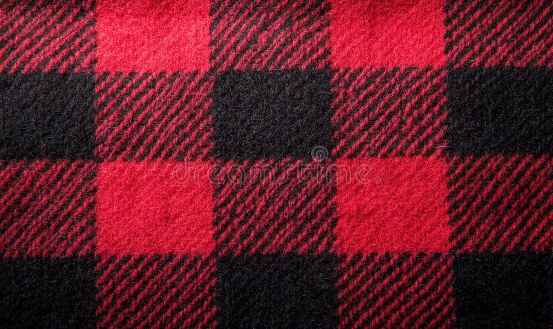 Detailed Close-up of Red and Black Buffalo Plaid Fabric Displaying a ...