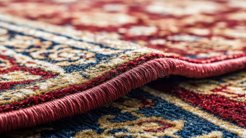 Detailed Close Up of a Red and Blue Carpet Edge Stock Illustration ...