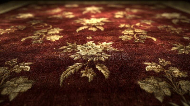 A Detailed Close Up of a Red Floral Carpet Stock Illustration ...