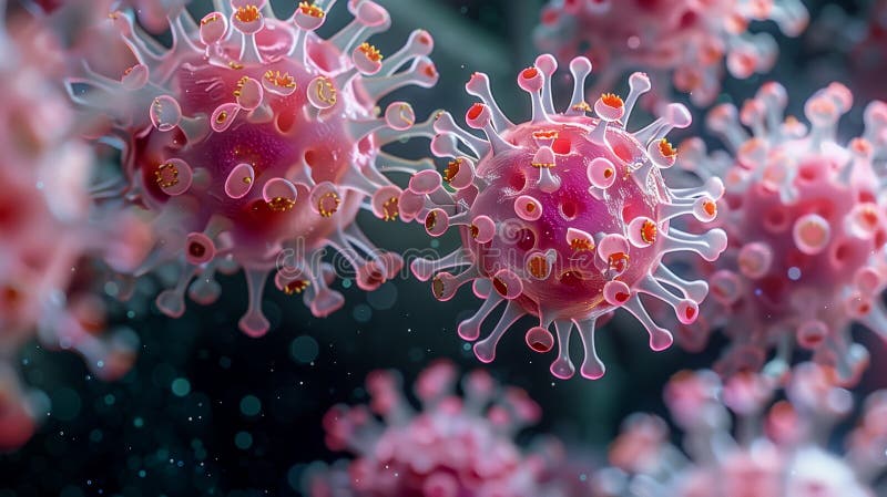 Detailed Close-Up Representation of Coronavirus Particles Under ...