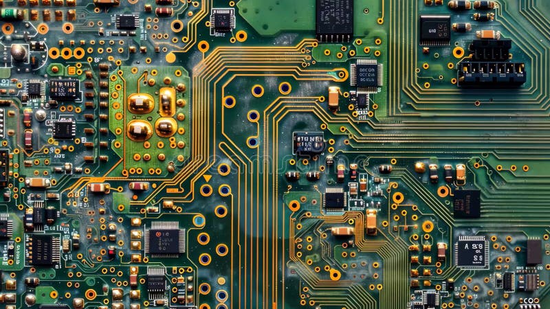 This Detailed Close-up Reveals a Complex Circuit Board with Numerous ...