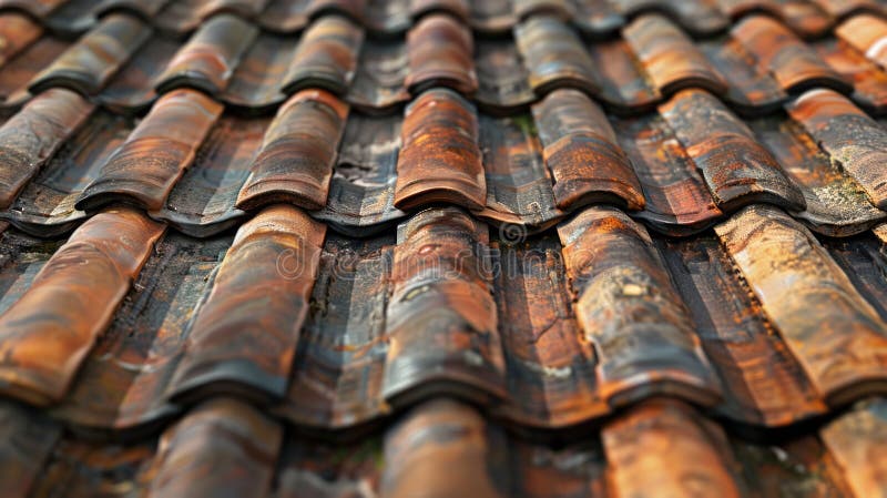 Detailed Close Up of a Rusted Tiled Roof, Perfect for Architectural ...