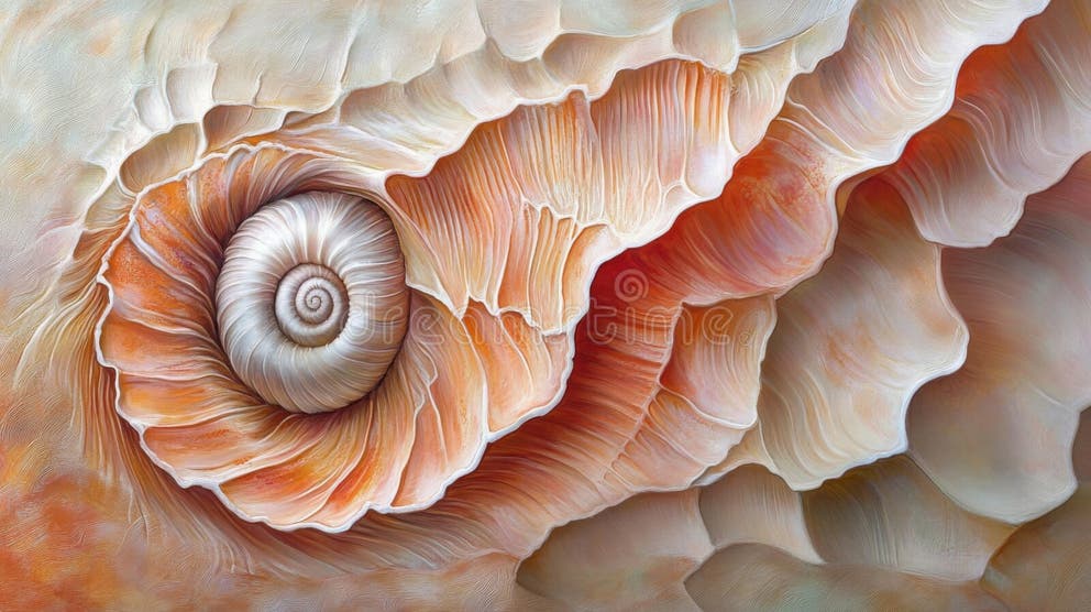 A Detailed Close-up of a Seashell S Inner Structure Stock Illustration ...