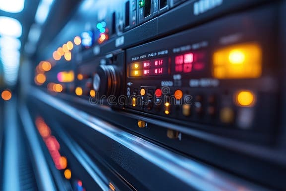 High-Tech Server Rack Control Panel Close-up Stock Illustration ...