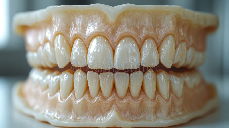 A Detailed Close-up of a Set of Artificial Dentures, Highlighting ...