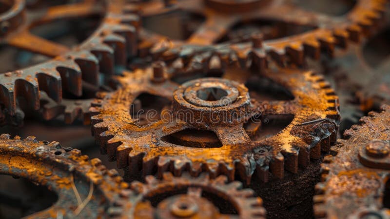 Aged and Rusty Gears in a Tangle Stock Illustration - Illustration of ...
