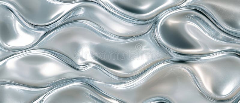 A Detailed Close-up of a Shiny Silver Surface Featuring Elegant Wavy ...