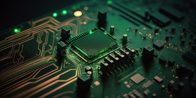 Green Motherboard Close-Up with Processor, Bokeh Effect Stock ...