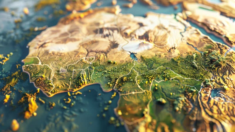 A Detailed Close-up Shot of a Map Displaying Countries, Continents, and ...