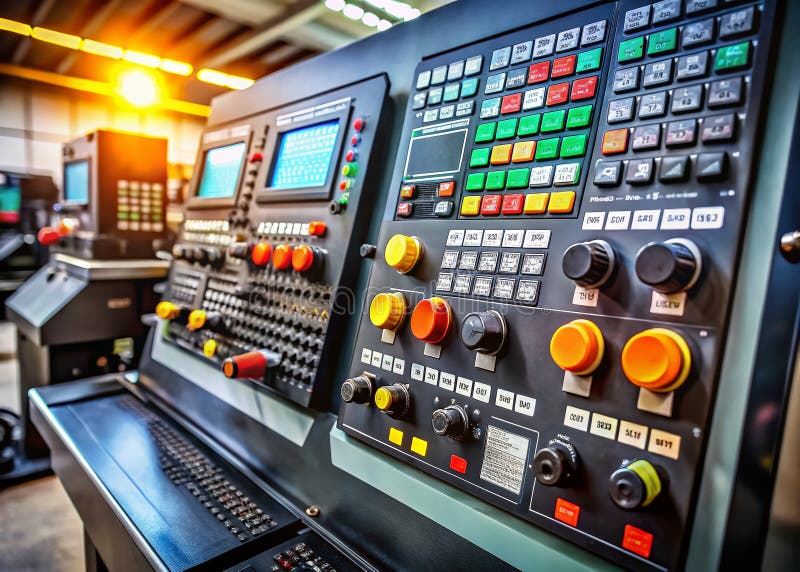 Closeup of a CNC Machine Control Panel Exploring the Intricate Details ...