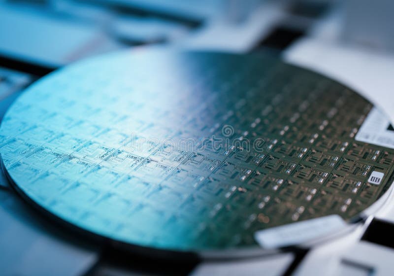 Close-up of a Silicon Wafer Showcasing Intricate Patterns and Textures ...