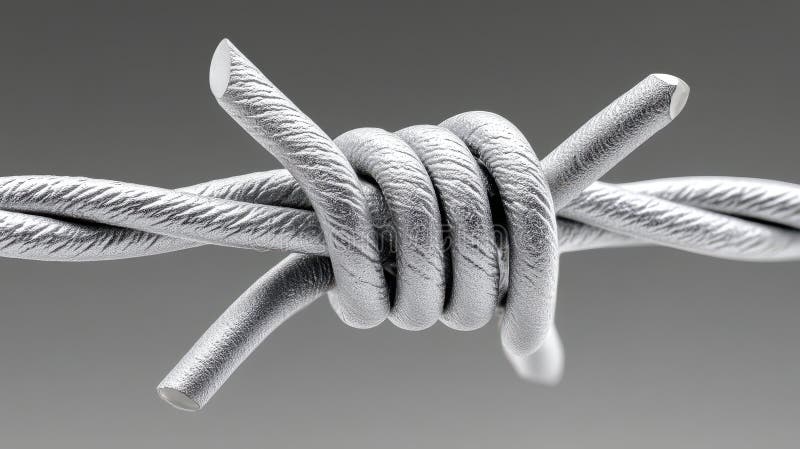 Detailed Close-Up of Silver Barbed Wire with Twisted Knots Stock ...